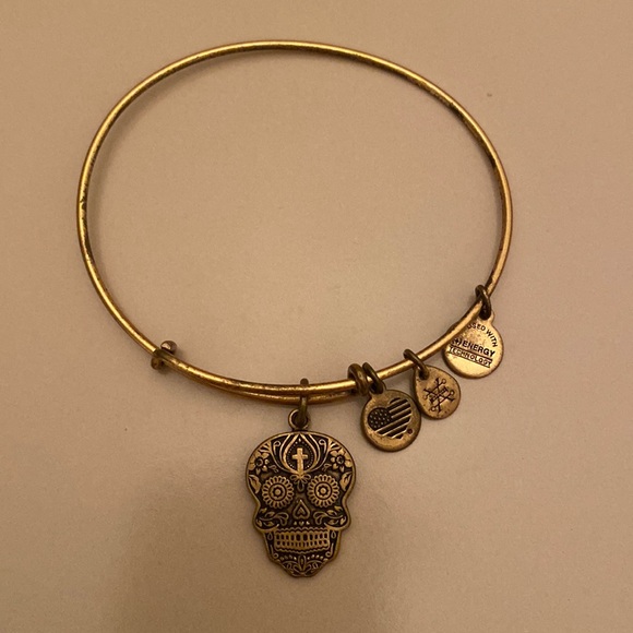 Alex and Ani | Jewelry | Alex And Ani Sugarskull Gold Bangle Bracelet | Poshmark